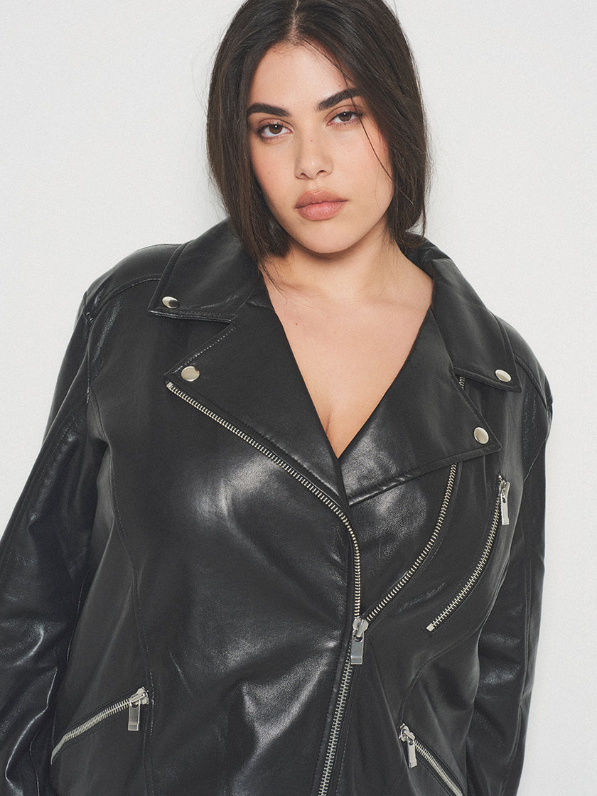 CURVE BRANDO RECYCLED LEATHER BOYFRIEND JACKET – AS by DF